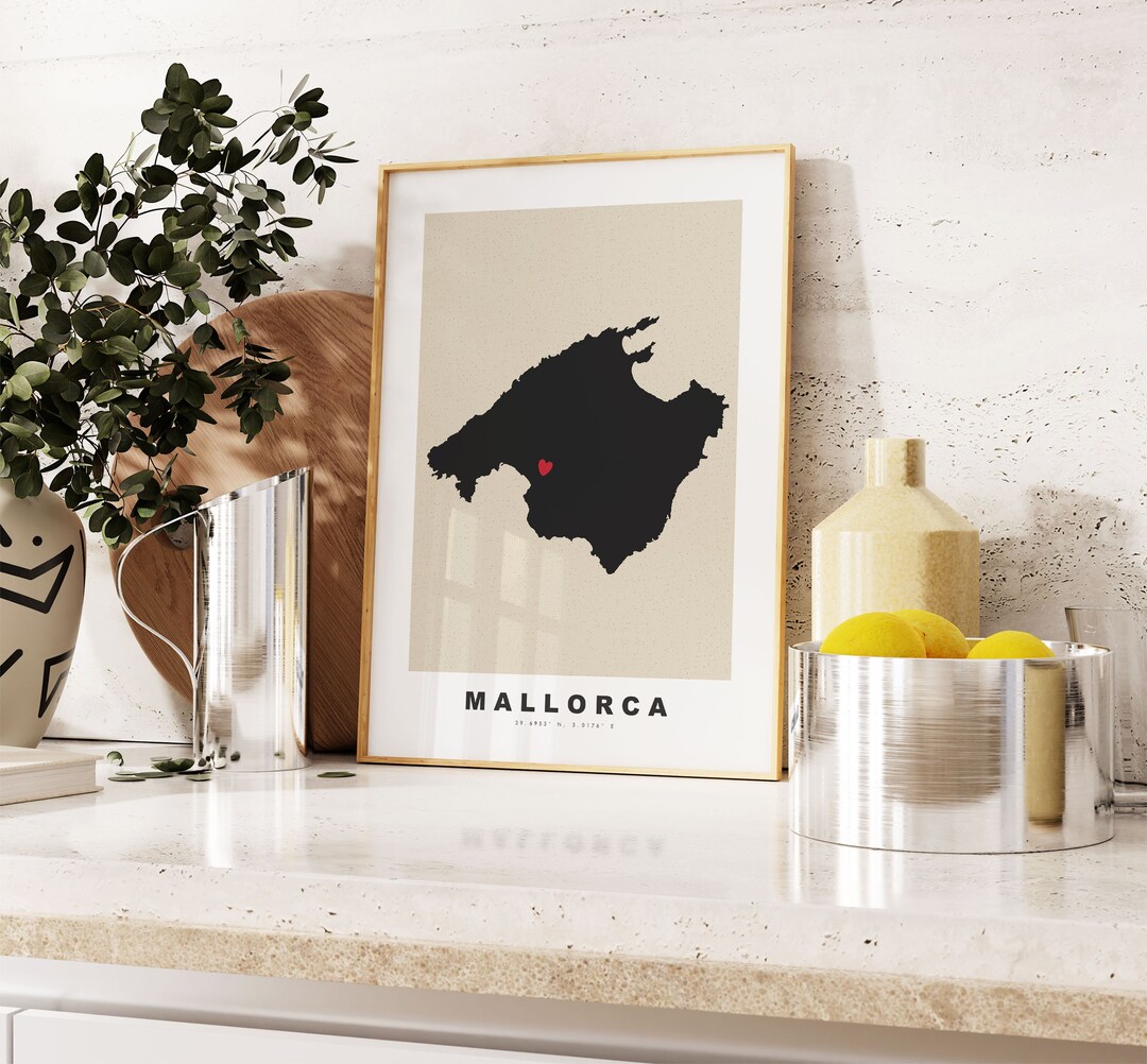 Mallorca Print - Custom Map Print - Personalised Text Gift Options ...