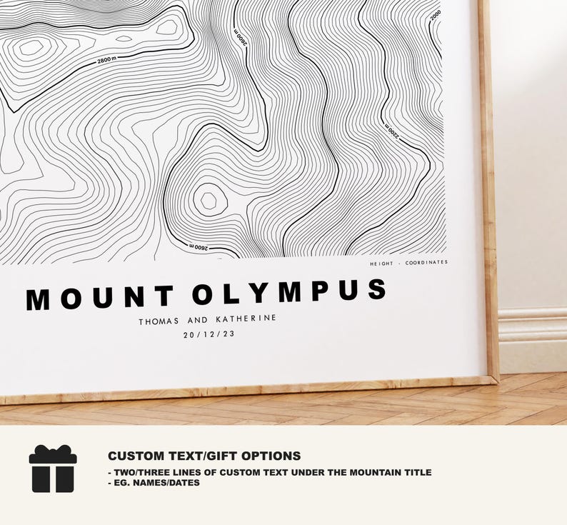Mount Olympus Map Print - Contour Map Print - Topographic Map - Poster ...
