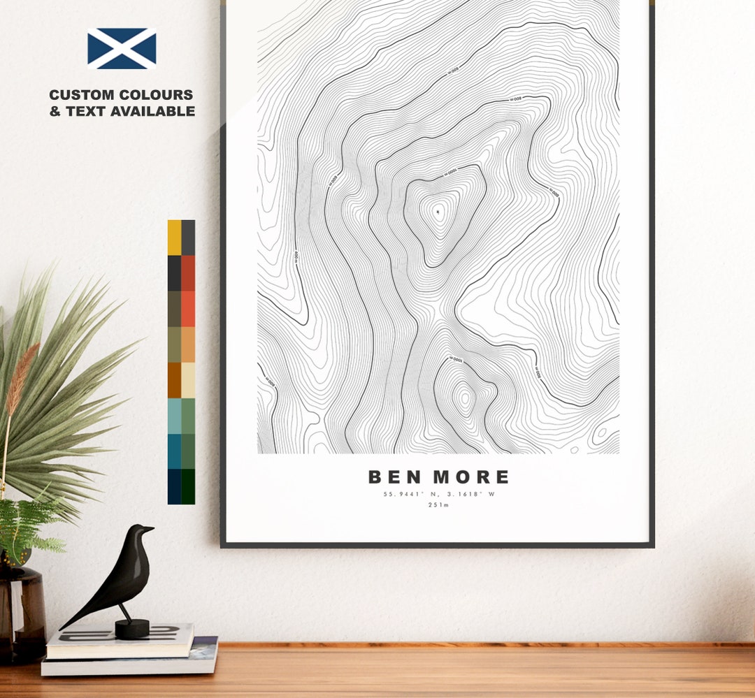 Ben More Print (grampians) - Contour Map - Ben More Poster - Scotland ...