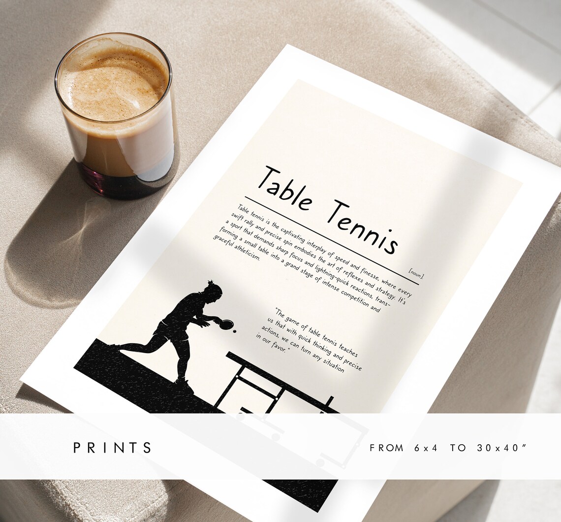 Table Tennis Definition Print - Custom Text/quote Options - Customised ...