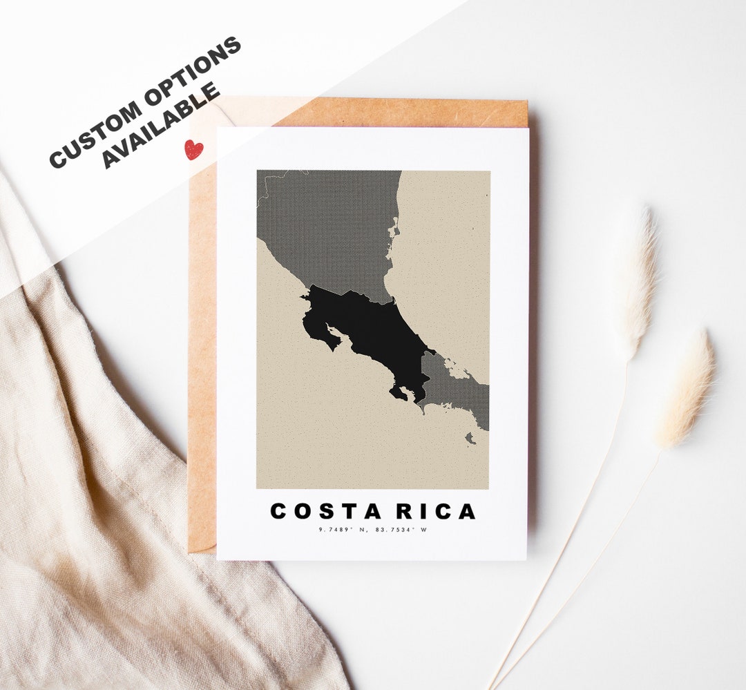 Costa Rica Custom Greeting Card - Kraft Envelope Included - Custom Text ...