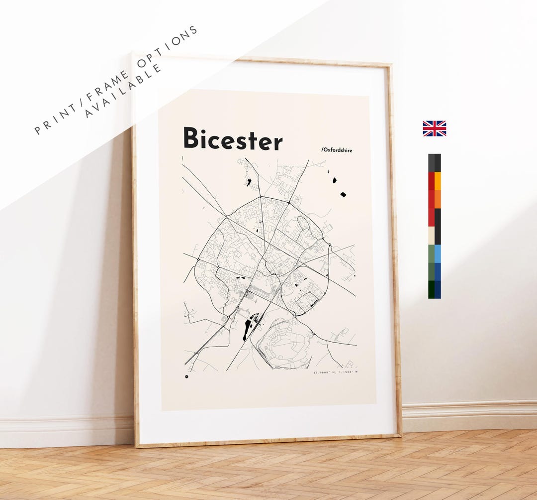 Bicester Map Print - Custom Options/colours Available - Prints or ...
