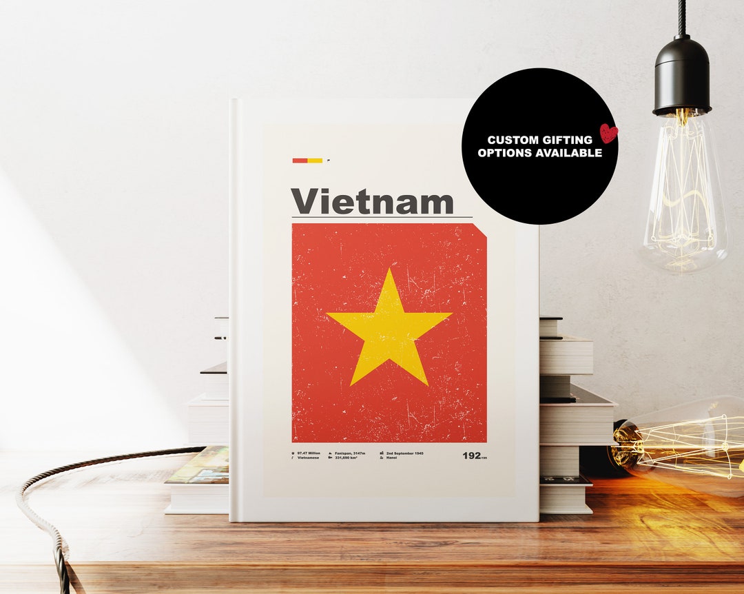 Vietnam Notebook - Flag - A5 or A4 - Map Notebook - Hardcover Journal ...