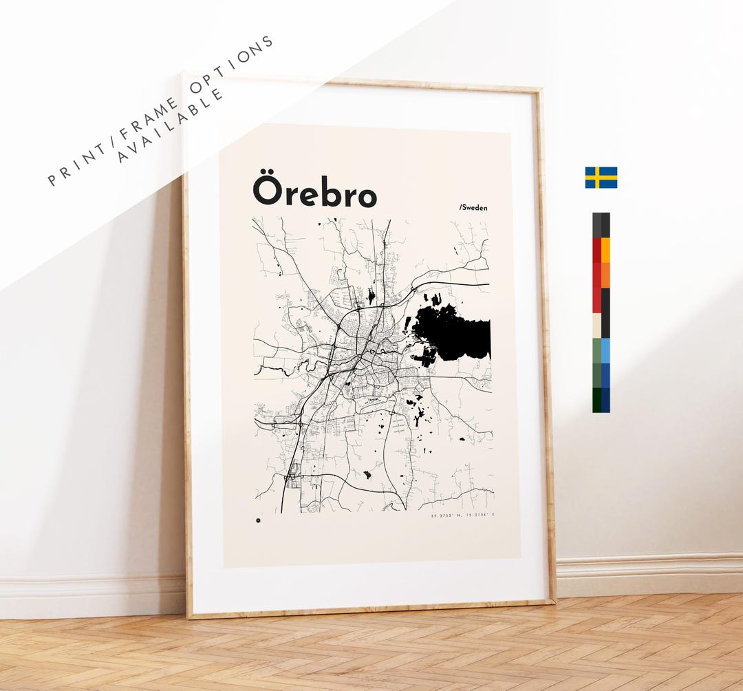 Örebro Print - Map Print - Mid Century Modern - Vintage - Contemporary ...