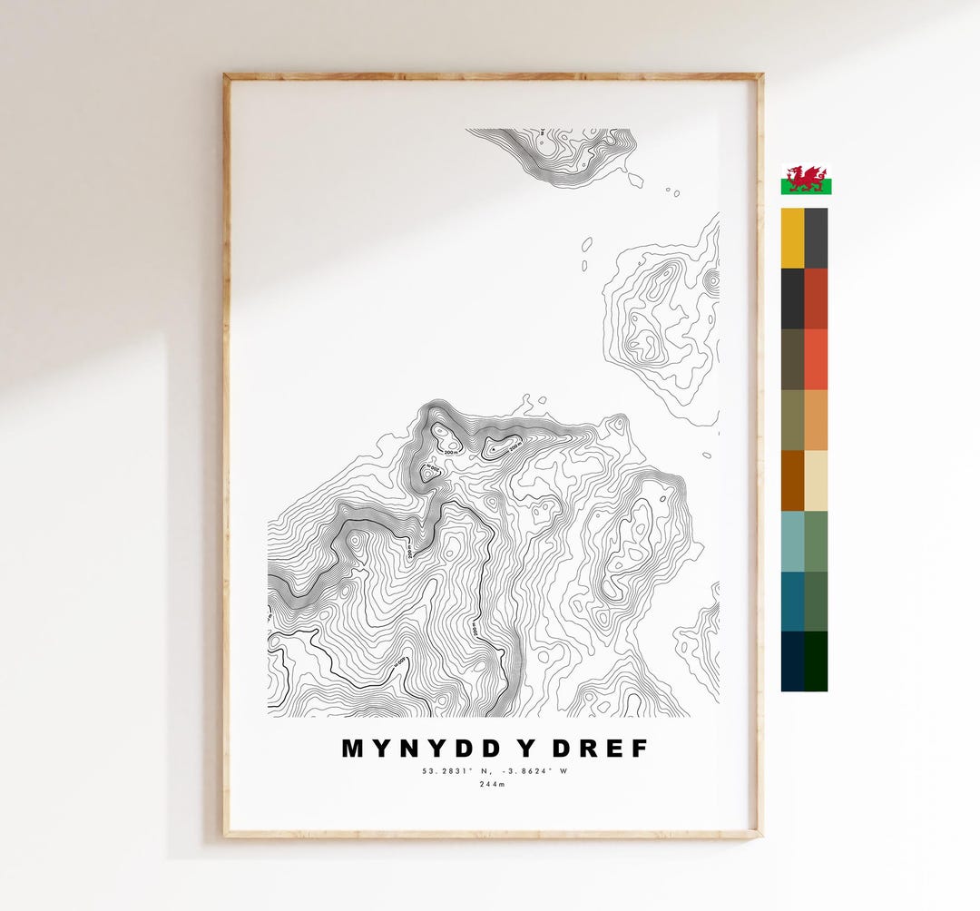 Mynydd Y Dref Map Print (conwy Mountain) - Contour Map - Conwy Mountain ...