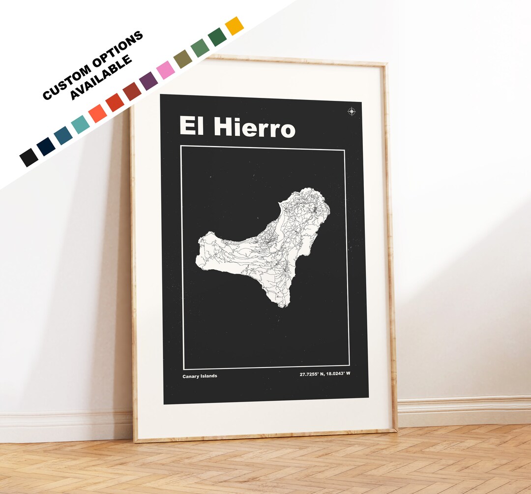 El Hierro Map Print - Custom Options/colours Available - Prints or ...
