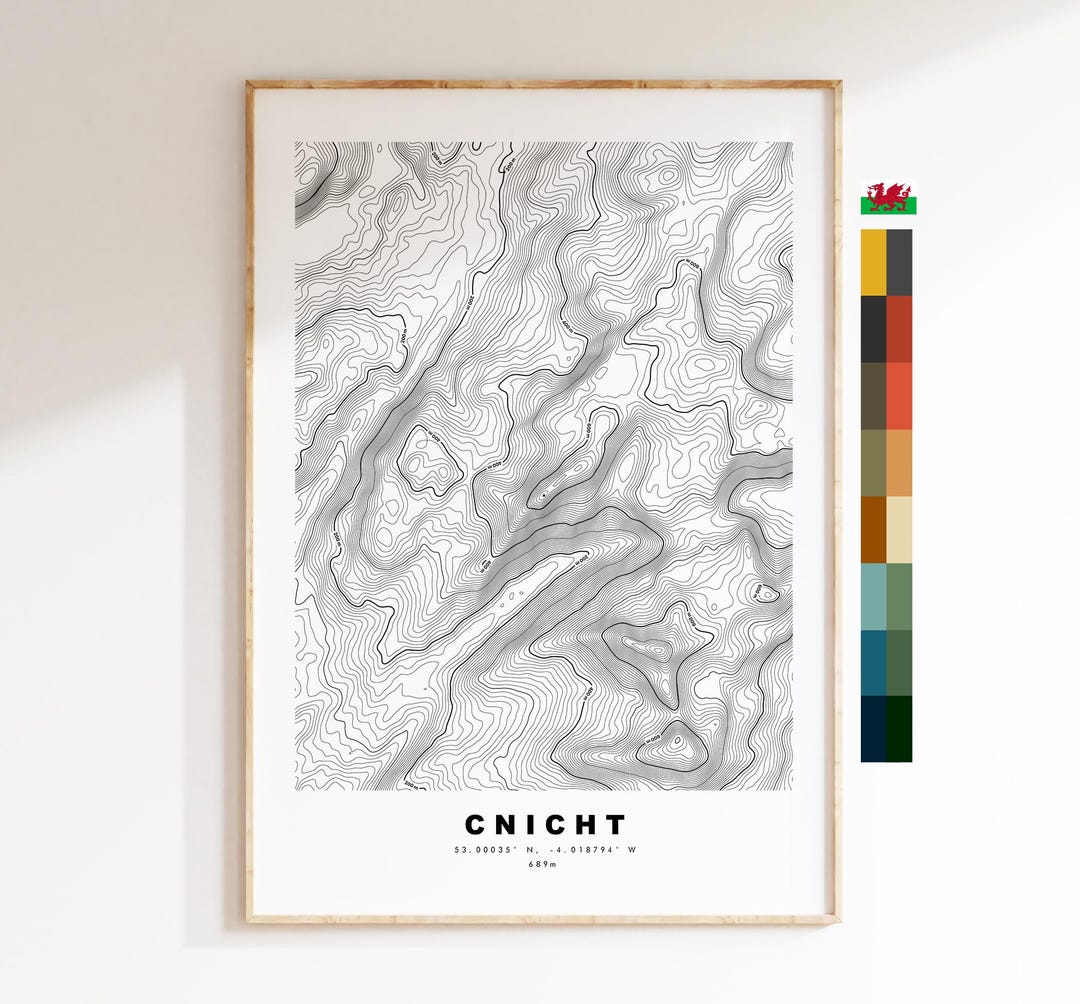 Cnicht Print - Contour Map - Snowdonia - Wales - Topographic Map ...