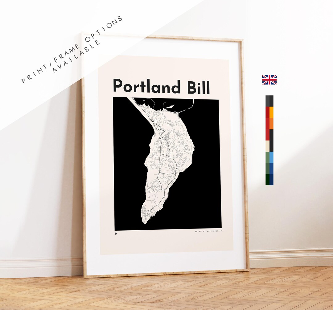 Portland Bill Map Print - Custom Options/colours Available - Prints or ...