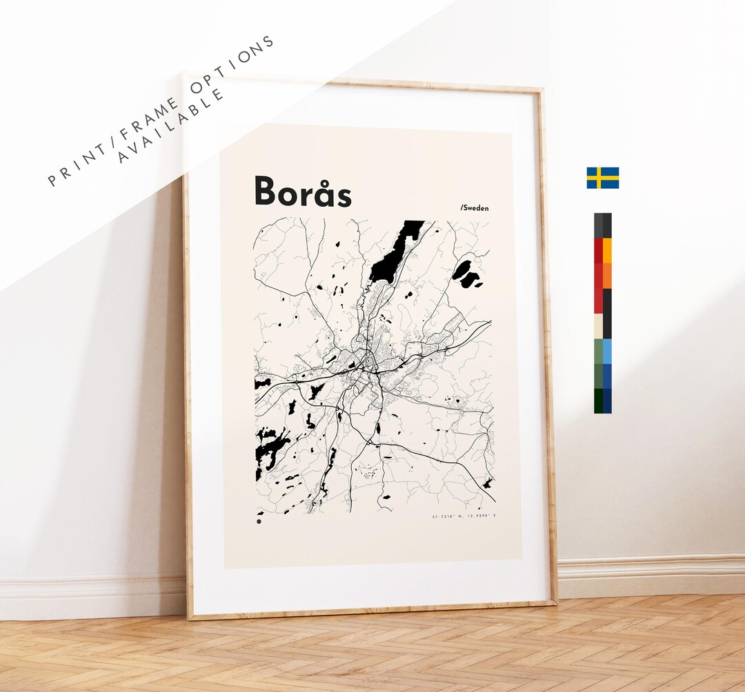Borås Print - Map Print - Mid Century Modern - Vintage - Contemporary ...