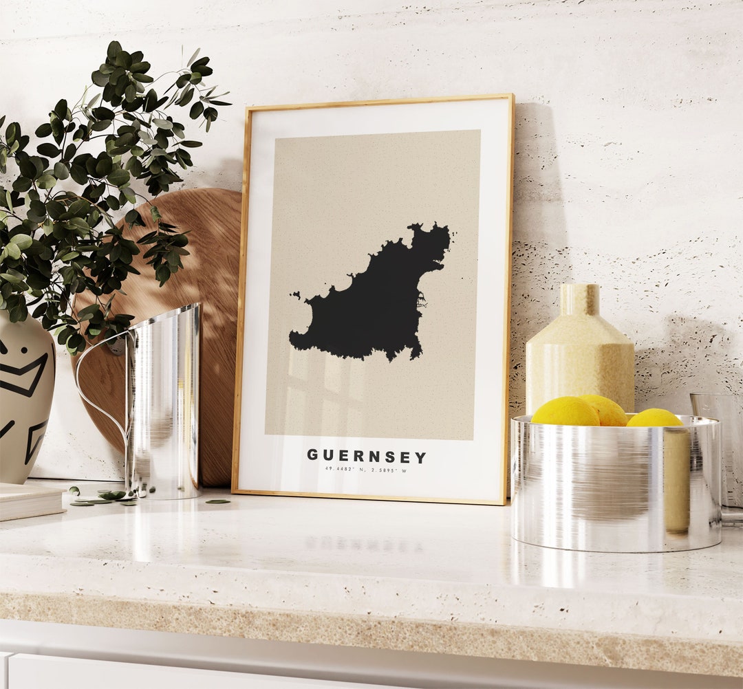 Guernsey Print - Custom Map Print - Personalised Text Gift Options ...