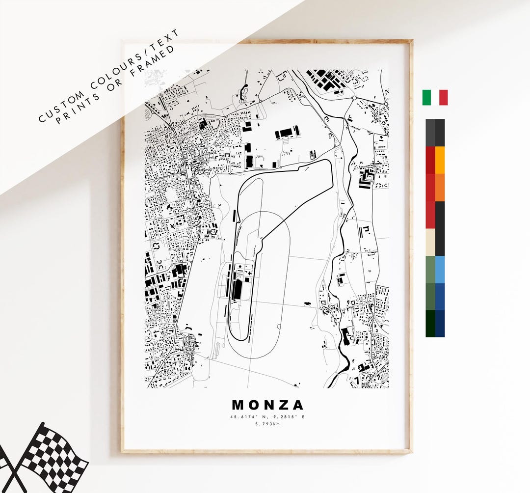Monza Print - Grand Prix Track Circuit - Gifts for Him - Gift for Dad ...