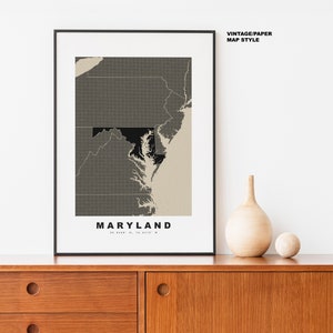 Maryland Map Print - Personalised Map Gift - Framed or Canvas Options ...