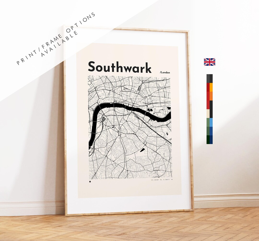 Southwark Map Print - Custom Options/colours Available - Prints or ...