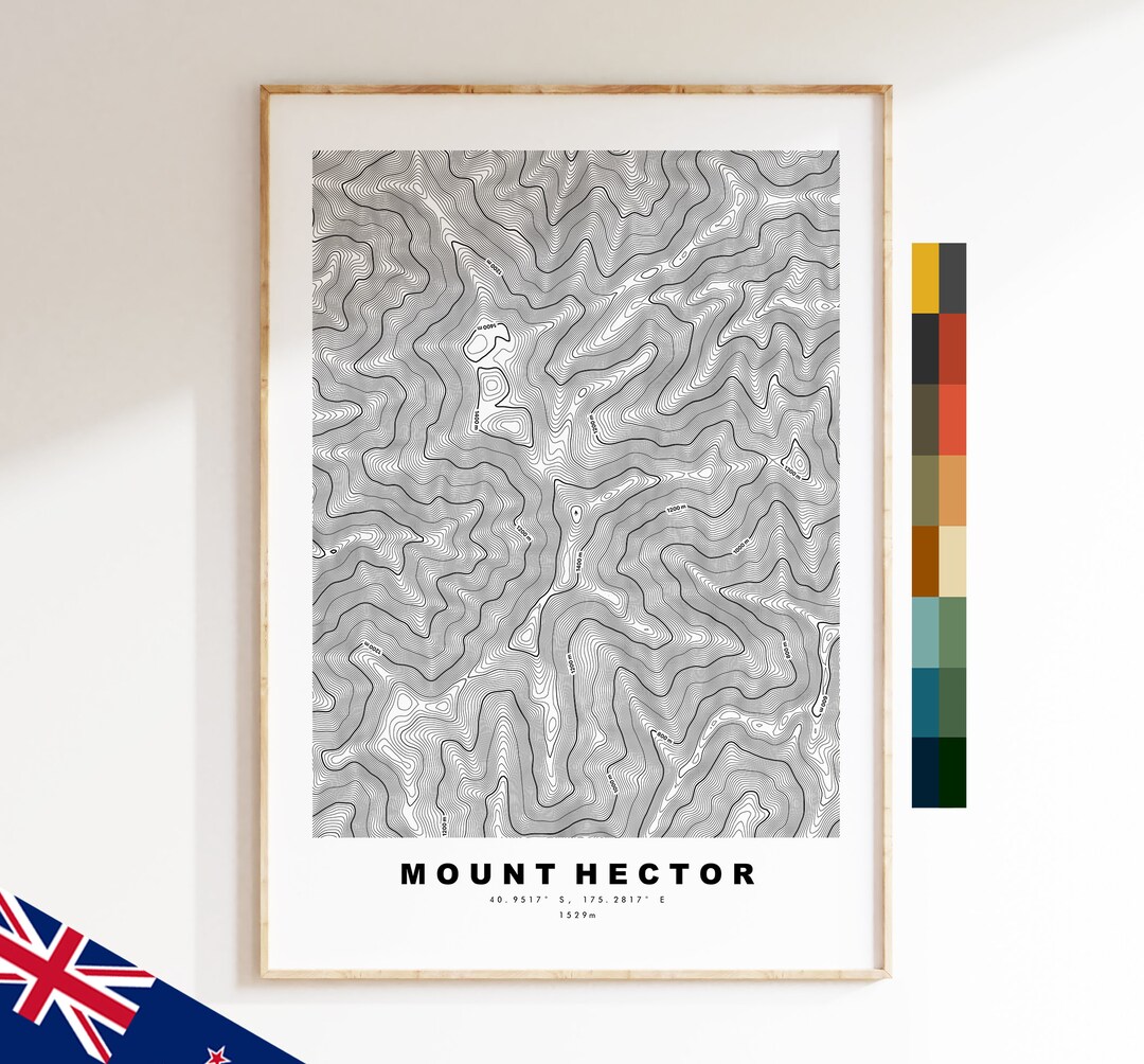 Mount Hector Print (NZ) - Contour Map - Topographic Map - Print ...