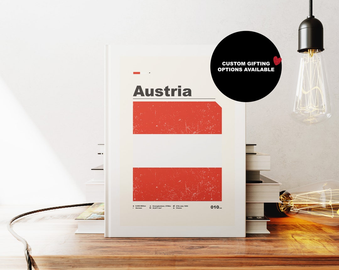 Austria Notebook - Flag - A5 or A4 - Map Notebook - Hardcover Journal ...
