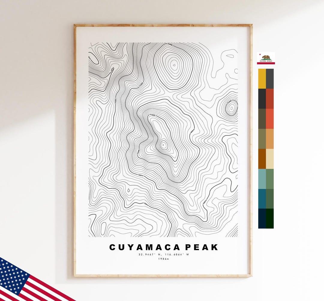 Cuyamaca Peak Map Print - Contour Map Print - Topographic Map - Poster ...