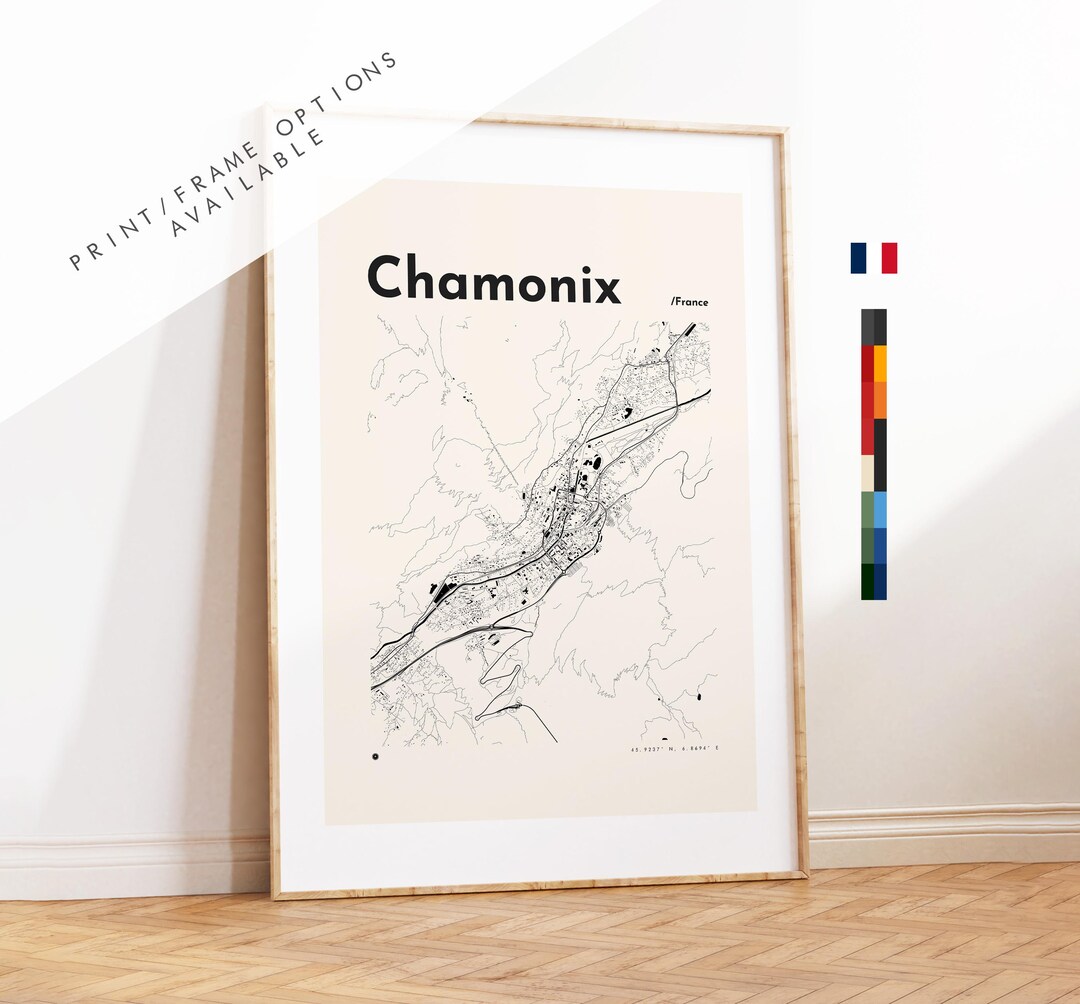 Chamonix Map Print - Custom Options/colours Available - Prints or ...