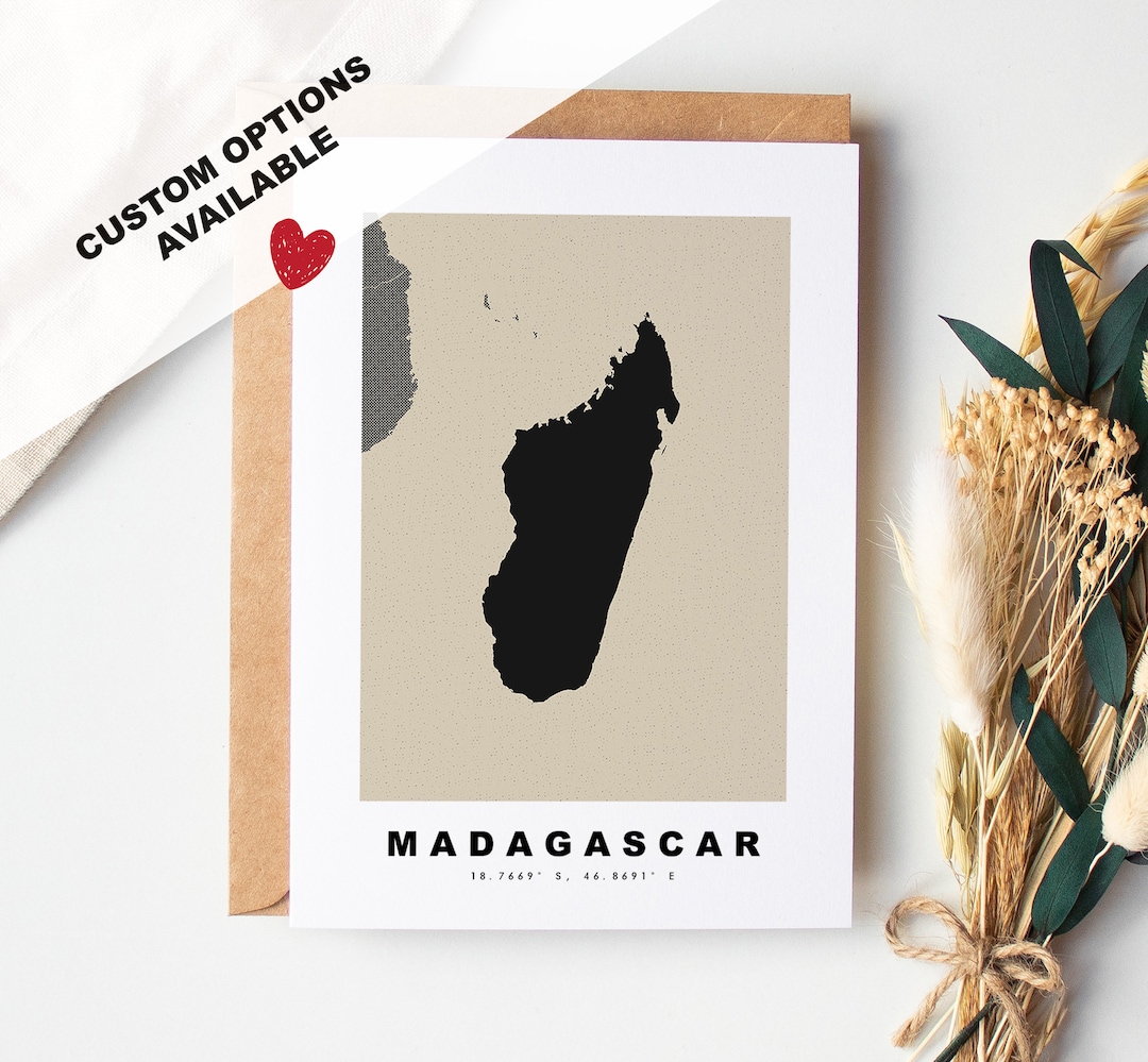 Madagascar Custom Greeting Card - Kraft Envelope Included - Custom Text ...