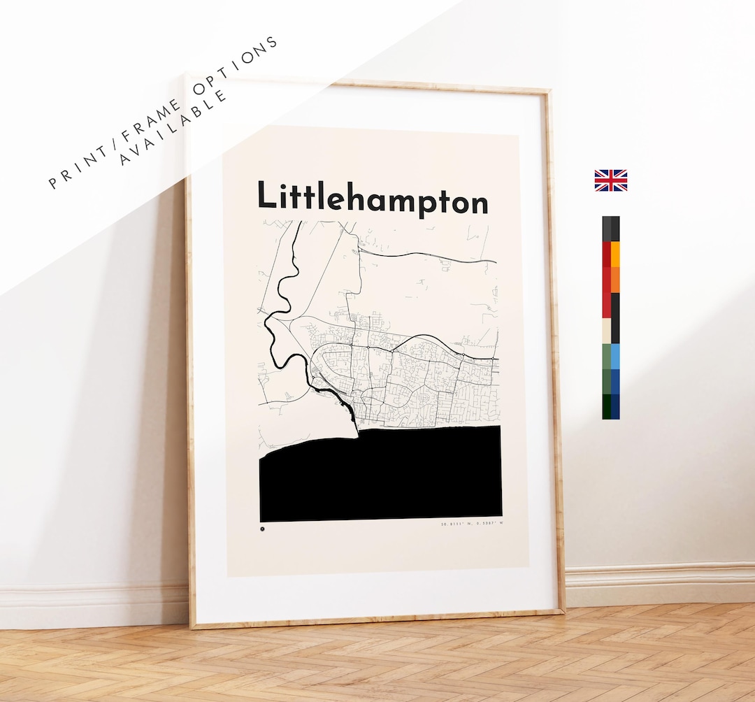 Littlehampton Map Print - Custom Options/colours Available - Prints or ...