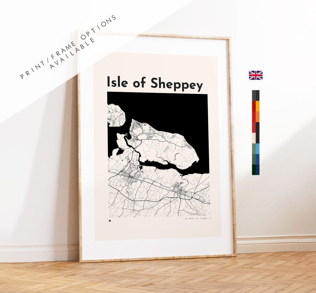 Isle of Sheppey Map Print - Custom Options/colours Available - Prints ...