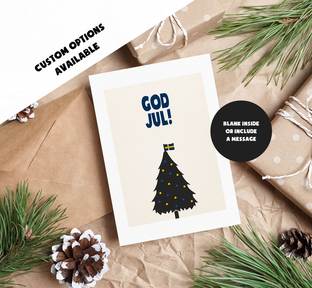God Jul Swedish Card - Swedish Christmas Card - Blank Inside or Include ...