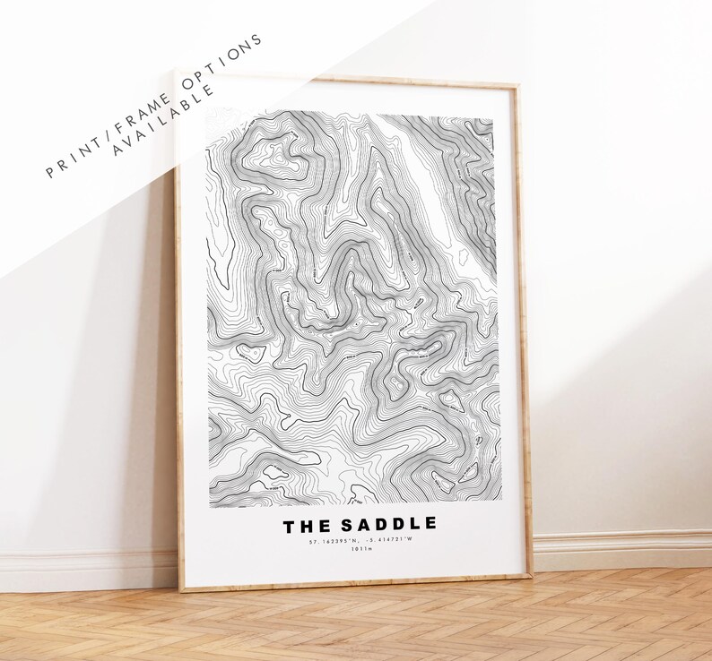 The Saddle Print - Contour Map - the Saddle Poster - Scotland ...