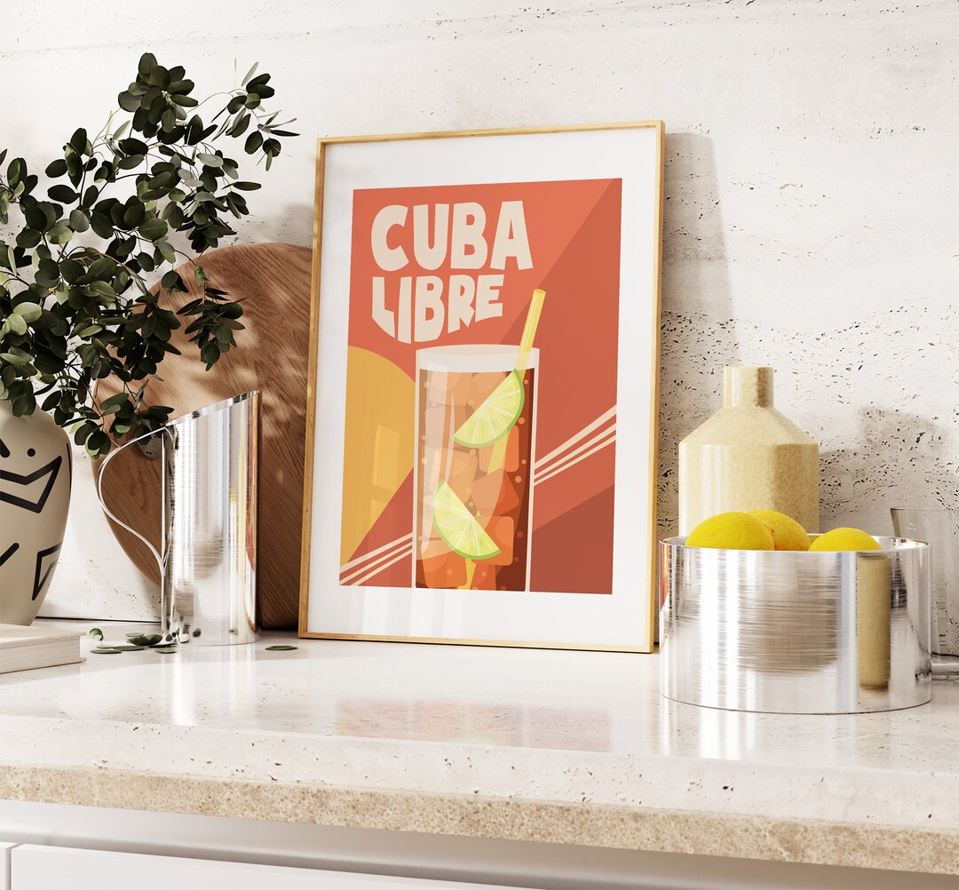 Cuba Libre Print - Kitchen Wall Art - Cuba Libre Cocktail Poster ...