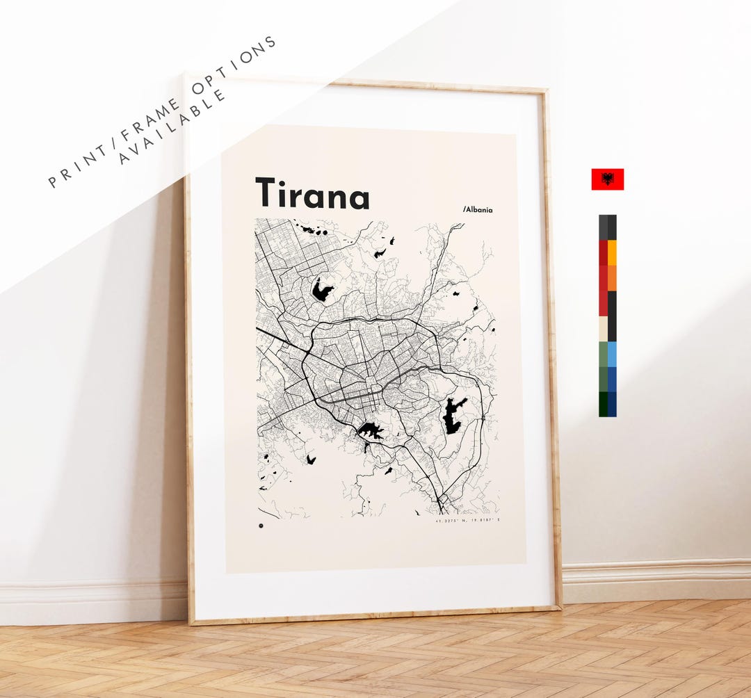 Tirana Imprimir mapa de la ciudad - Albania - Etsy México