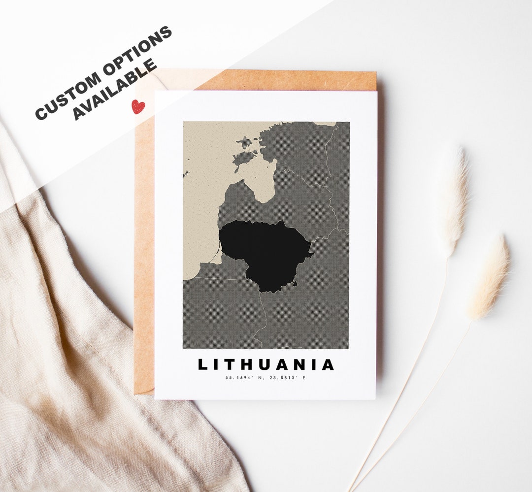 Lithuania Custom Greeting Card - Kraft Envelope Included - Custom Text ...
