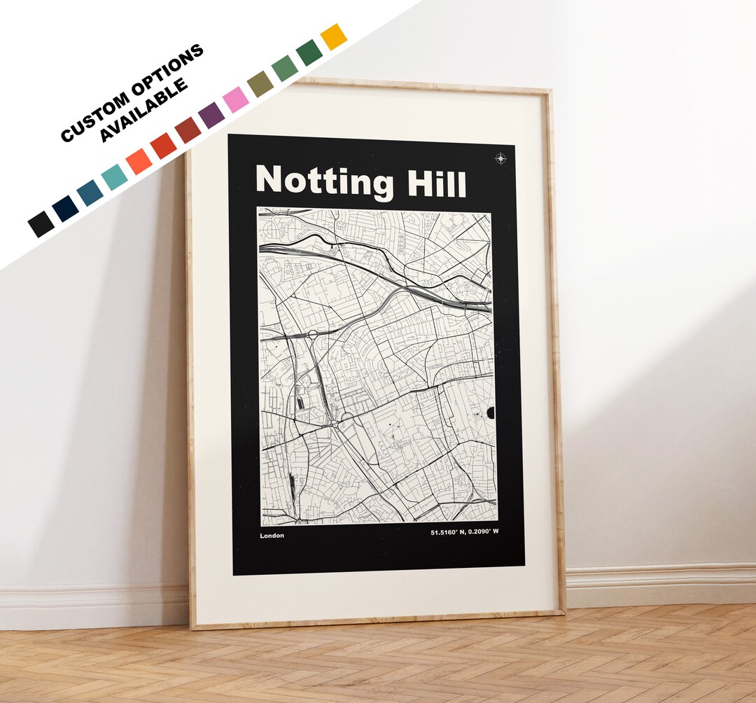 Notting Hill Map Print Custom Options/colours Available Prints or ...