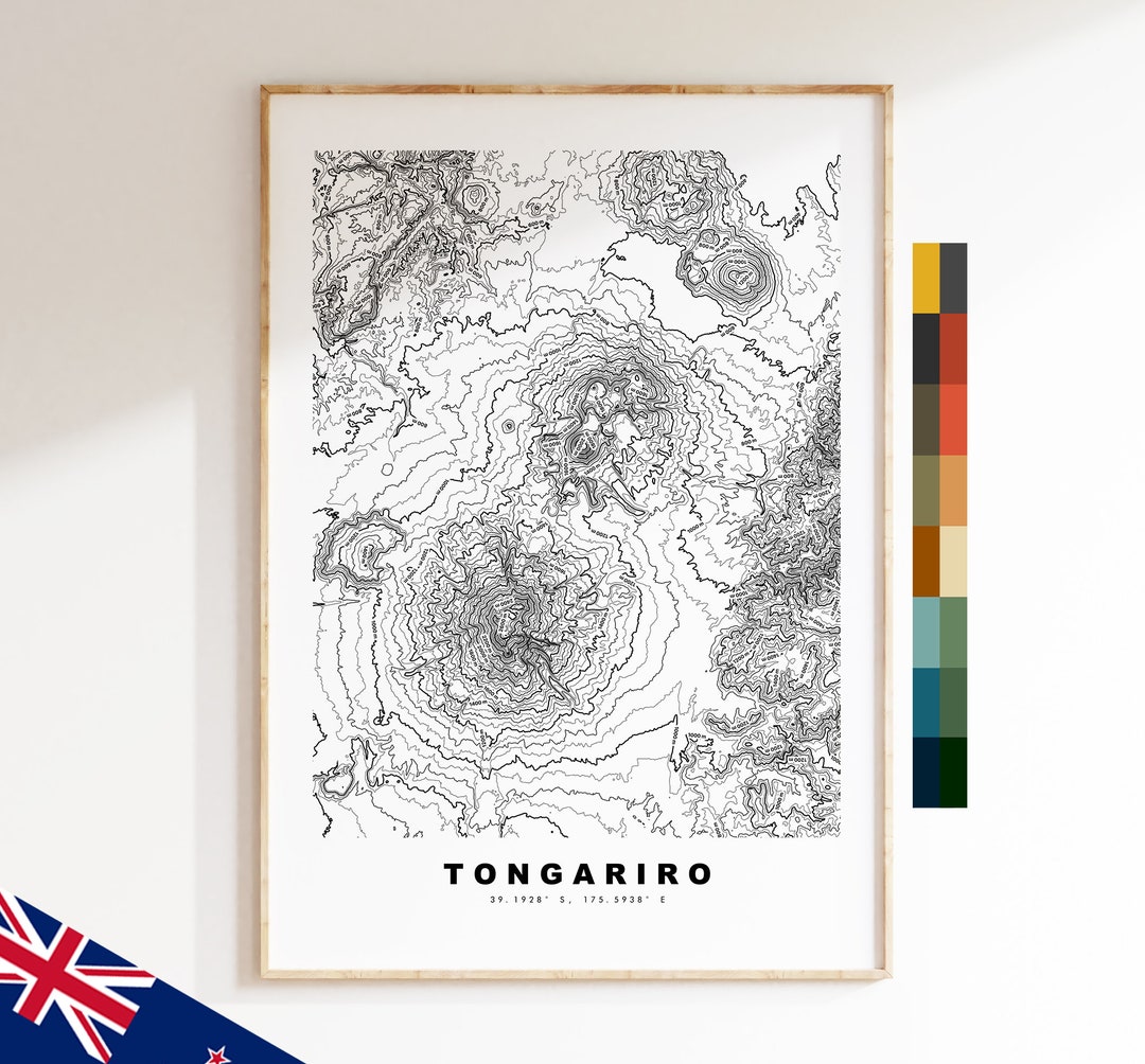 Tongariro National Park Map - Contour Map - Topographic Map - Print ...