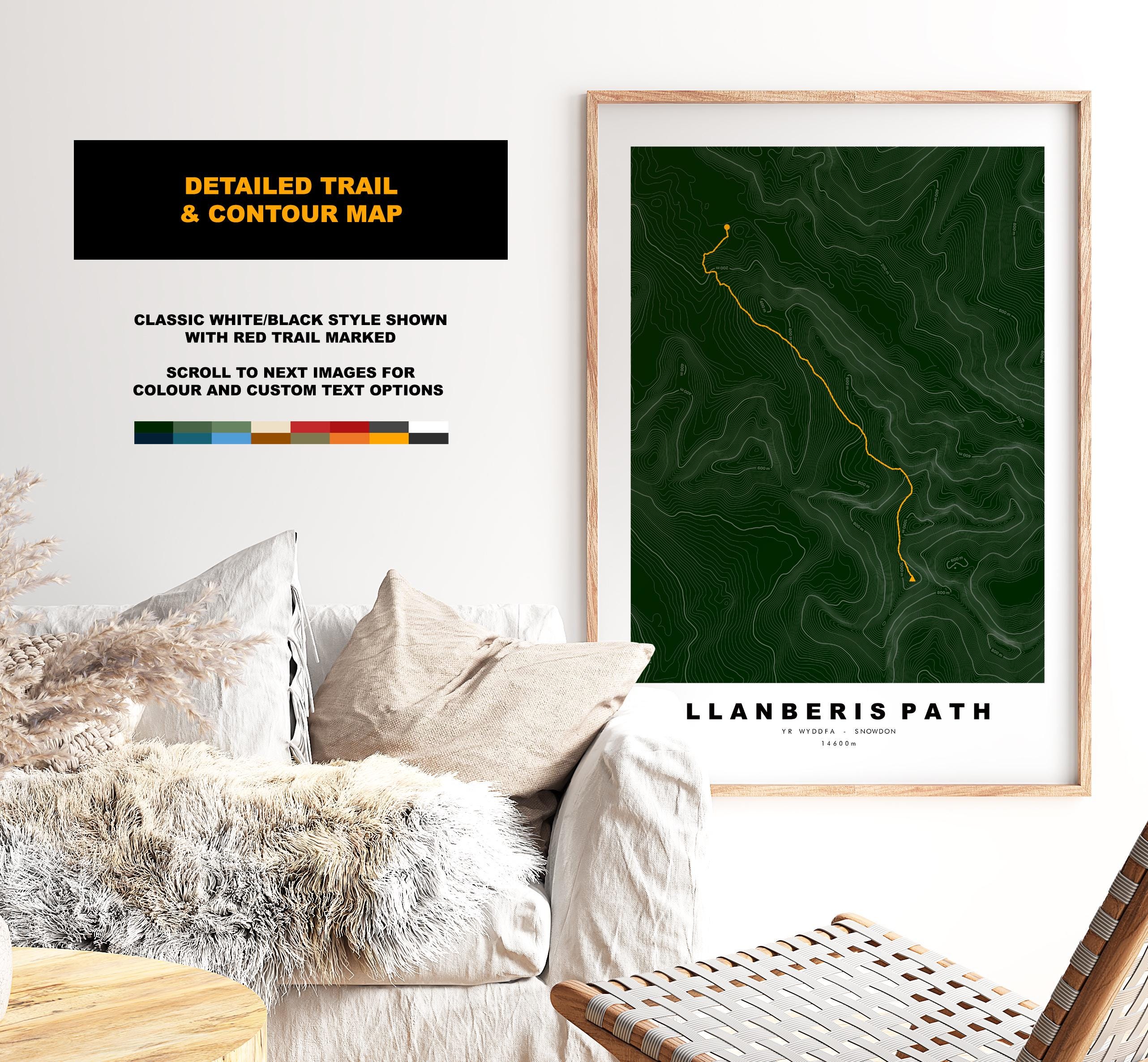 Llanberis Path Trail Map Print - Snowdon - Trail and Contour Map ...