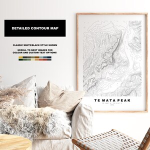 Te Mata Peak Print - Contour Map - Topographic Map - Print - Poster ...
