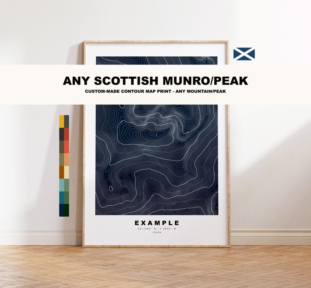 Munro Print - Any Scottish Munro Map Print - Contour Map Print - Scotland - Scottish Mountains ...
