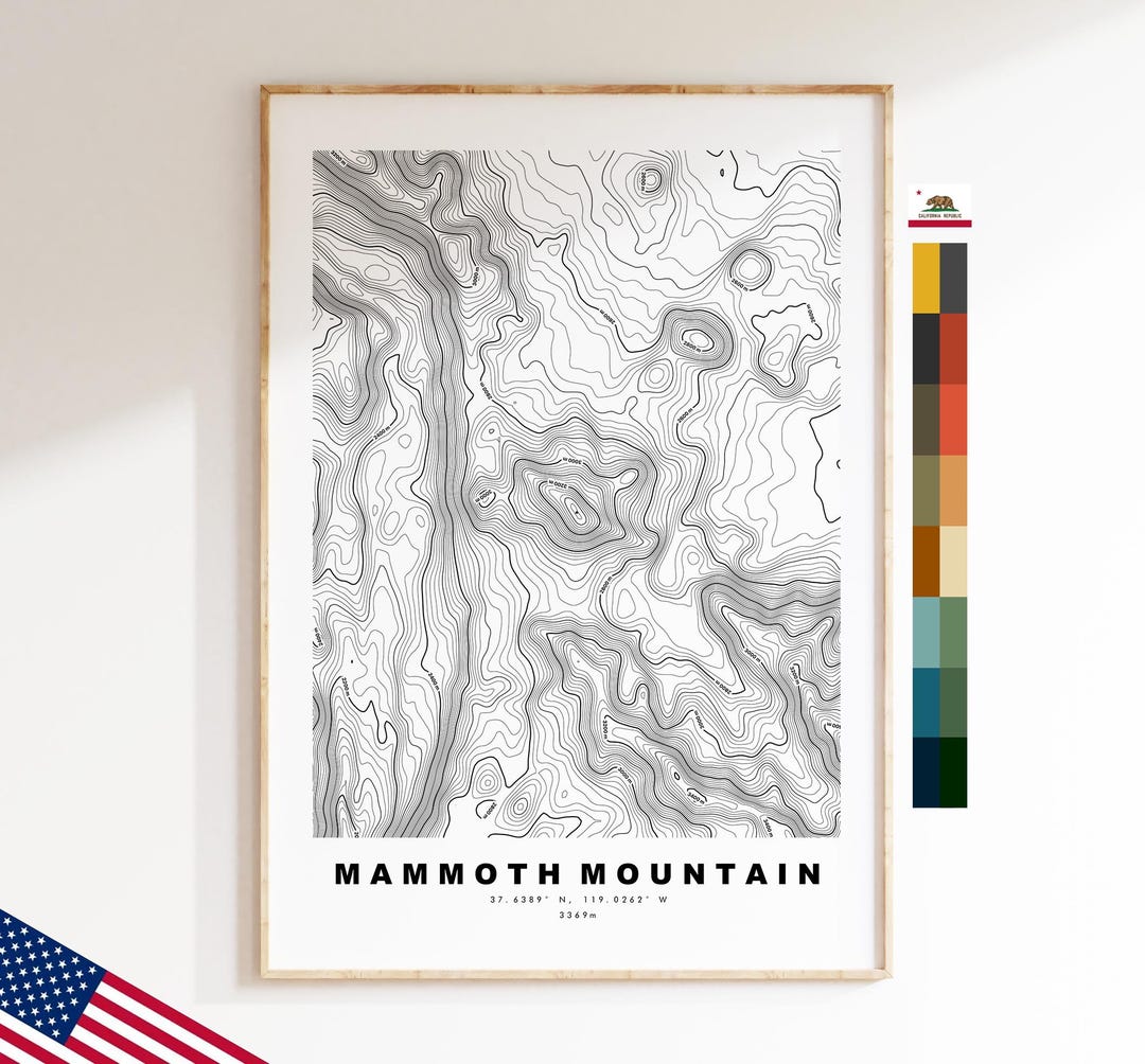 Mammoth Mountain Map Print (CA) - Contour Map Print - Topographic Map ...