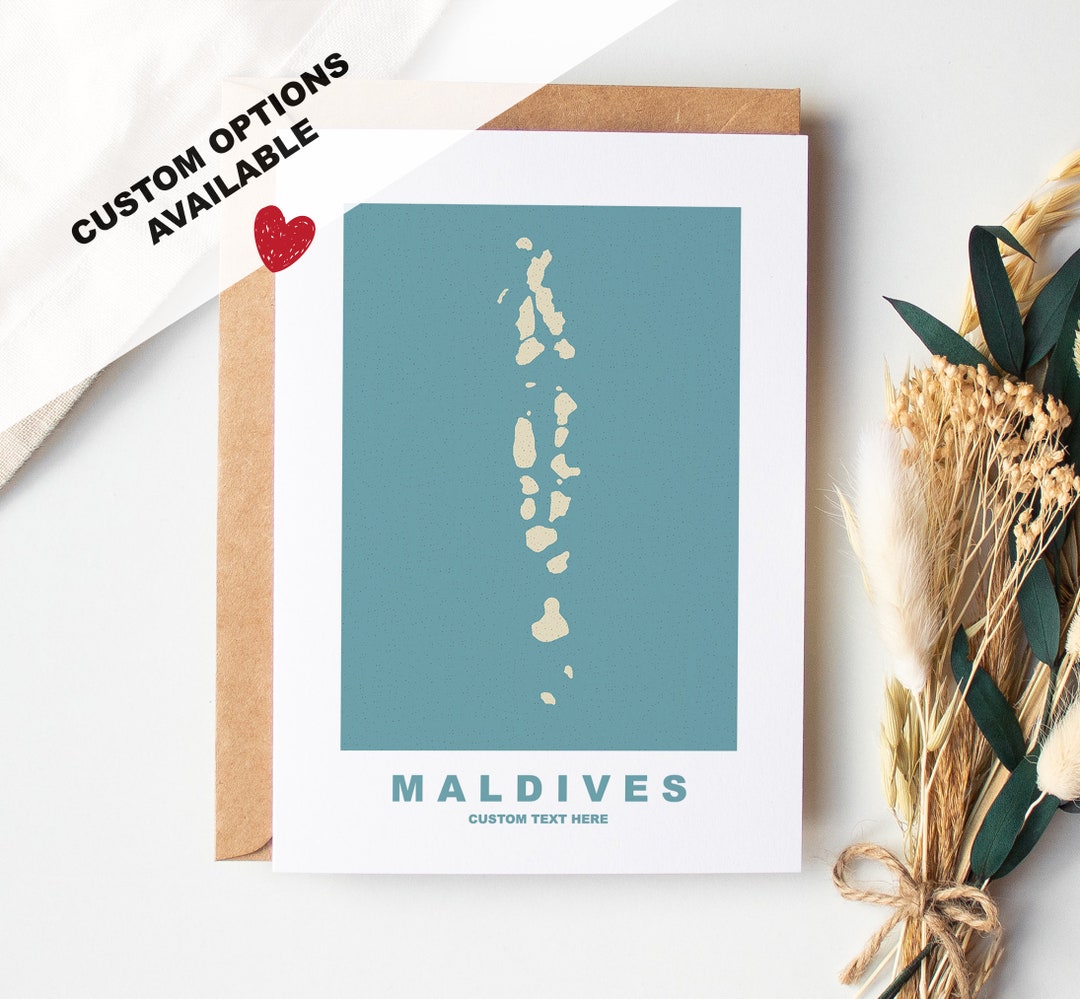 Maldives Greeting Card - Custom Options Available - Kraft Envelope ...