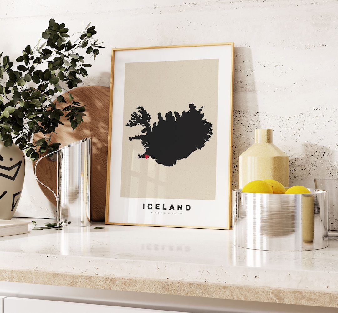 Iceland Print - Custom Map Print - Personalised Text Gift Options ...