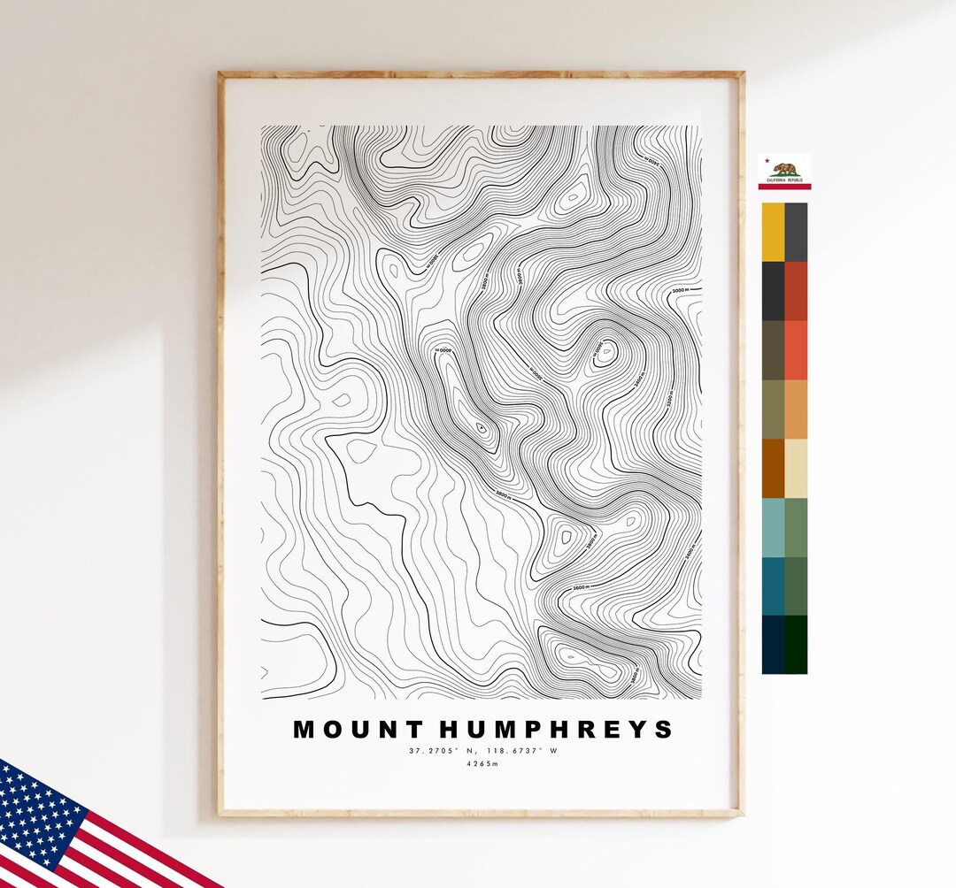 Mount Humphreys Map Print - Contour Map Print - Topographic Map ...