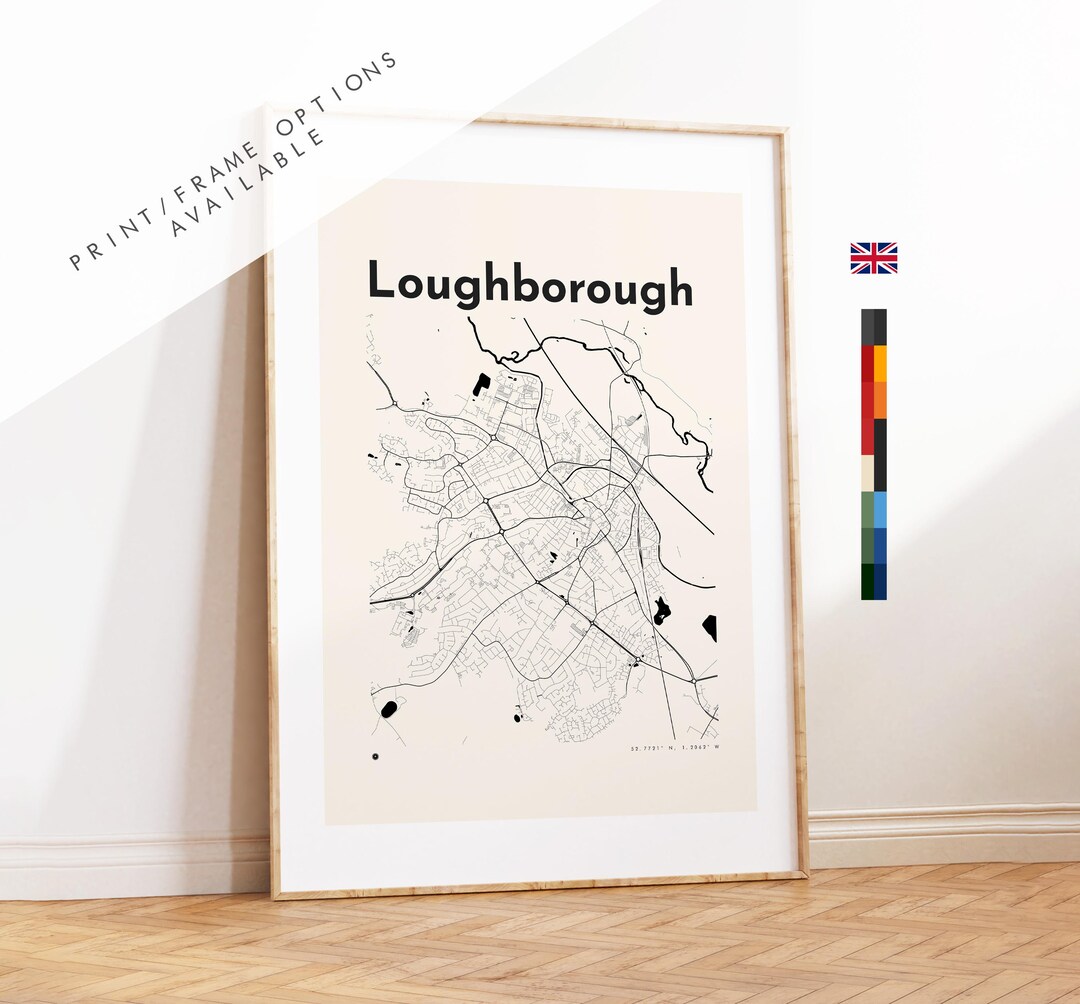 Loughborough Map Print - Custom Options/colours Available - Prints or ...
