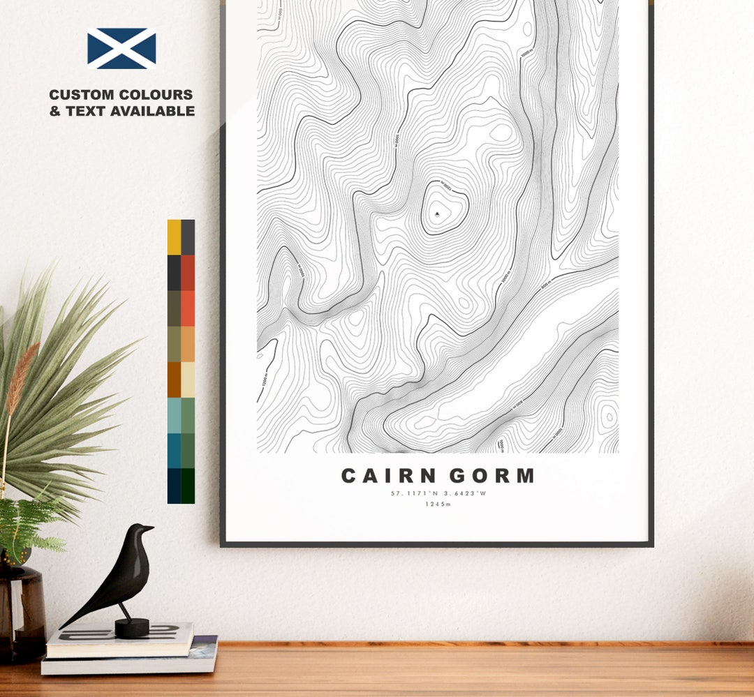 Ben Bowie Print - Contour Map - Ben Bouie Poster - Scotland ...