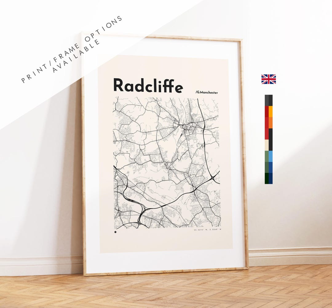Radcliffe Map Print - Custom Options/colours Available - Prints or ...