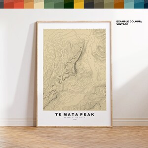 Te Mata Peak Print - Contour Map - Topographic Map - Print - Poster ...