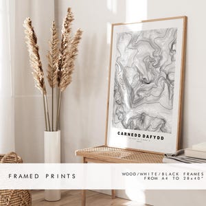 Carnedd Dafydd Print - Contour Map - Snowdonia - Wales - Topographic ...