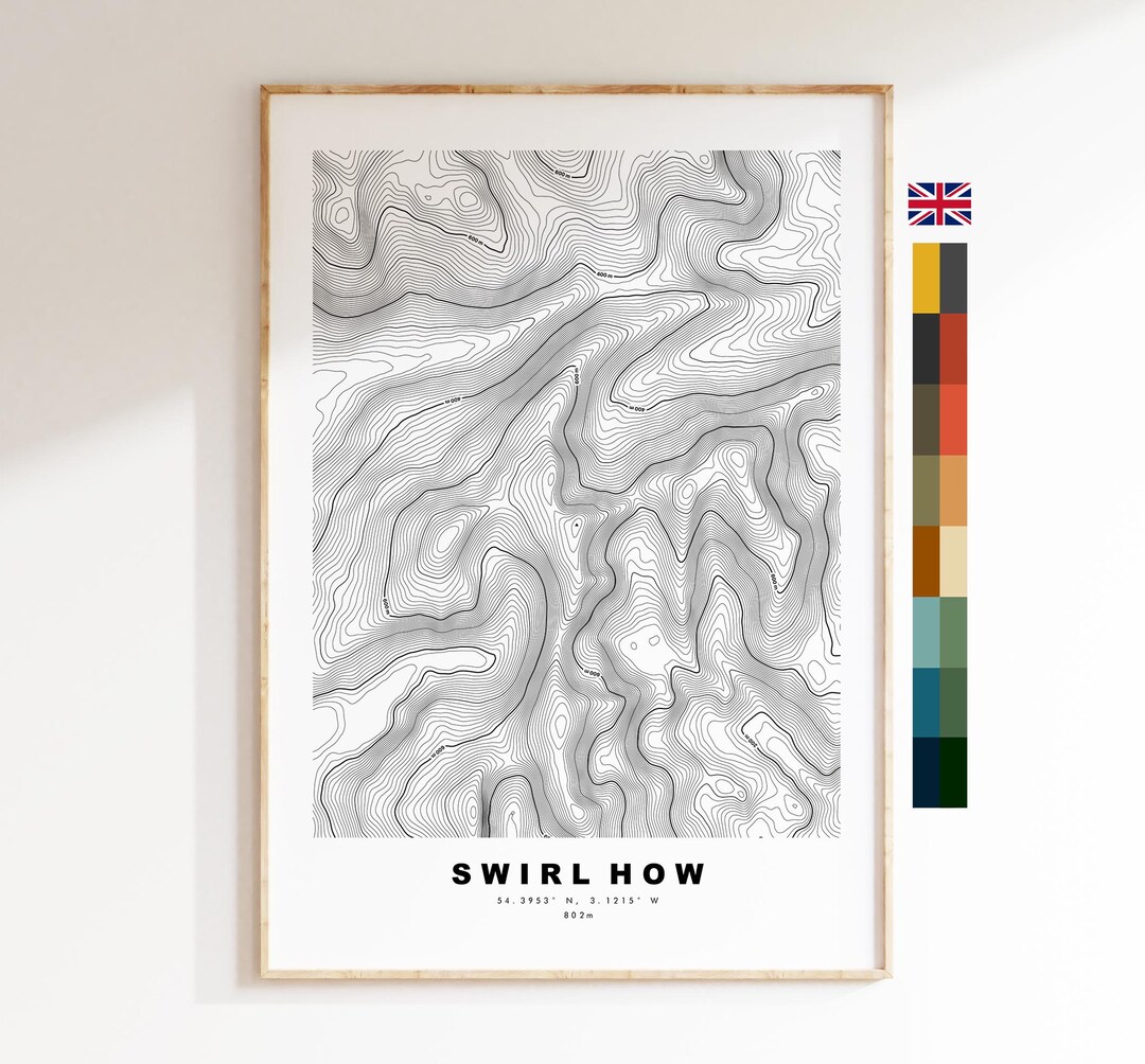 Swirl How Print - Contour Map - Swirl How Lake District Map - Lake ...