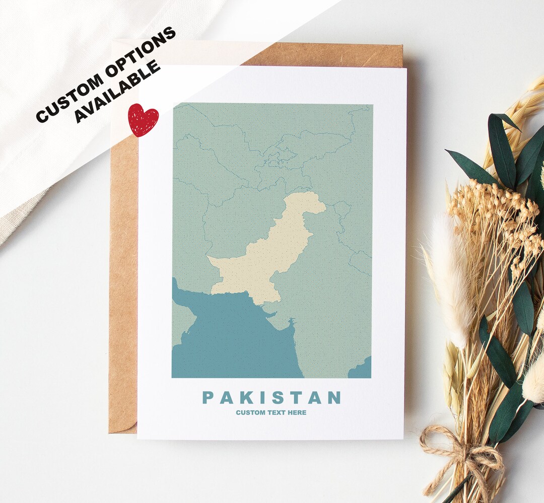 Pakistan Greeting Card - Custom Options Available - Kraft Envelope ...