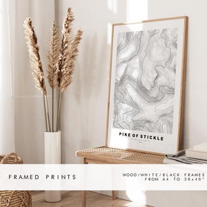 Pike of Stickle Print - Contour Map - Langdale Pikes Map - Lake ...