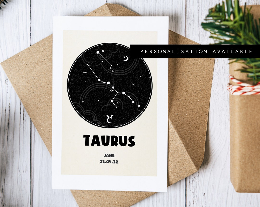 Taurus Greeting Card - Custom Zodiac Greeting Card - Custom Birthday ...