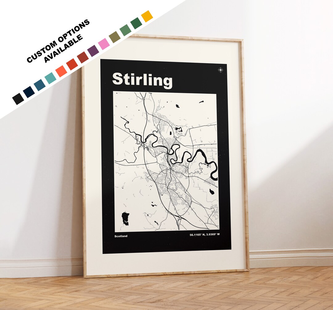 Stirling Map Print Custom Options/colours Available Prints - Etsy