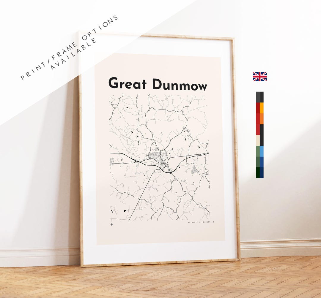 Great Dunmow Map Print - Custom Options/colours Available - Prints or ...