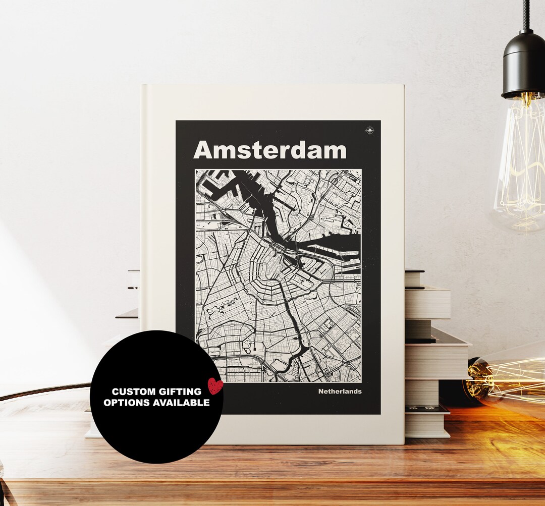 Amsterdam Map Notebook A5 or A4 Map Notebook Hardcover - Etsy